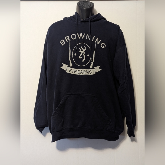 Browning | Shirts | Mens Browning Logo Hooded Sweatshirt Blue Size Xl ...
